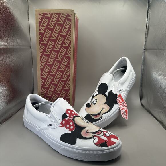 Vans | Shoes | Custom Vans Classic Slipon Disney Mickey Minnie Mouse ...